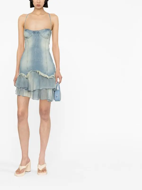 blumarine denim dress Blumarine Distressed Denim Mini Dress - Blue