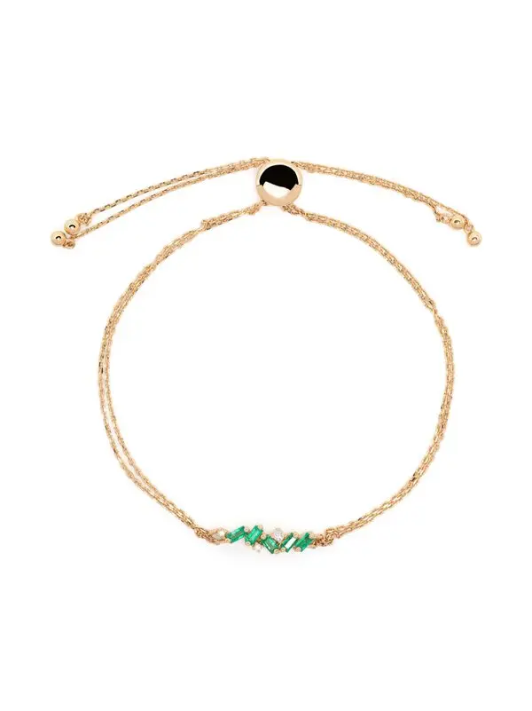 SUZANNE KALAN 18k Yellow Willow Bar Emerald And Diamond Bracelet