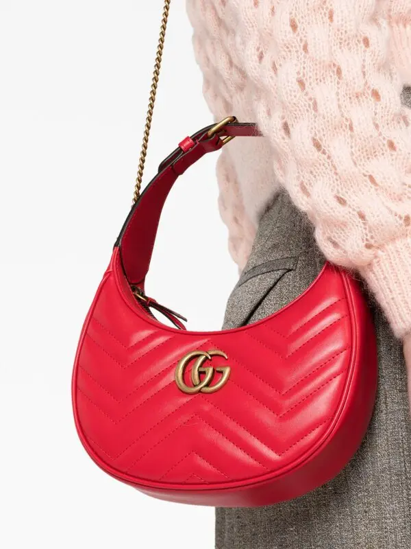 Gucci Red Gg Marmont Super Mini Leather Shoulder Bag