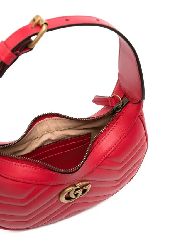 Gucci Red Gg Marmont Super Mini Leather Shoulder Bag