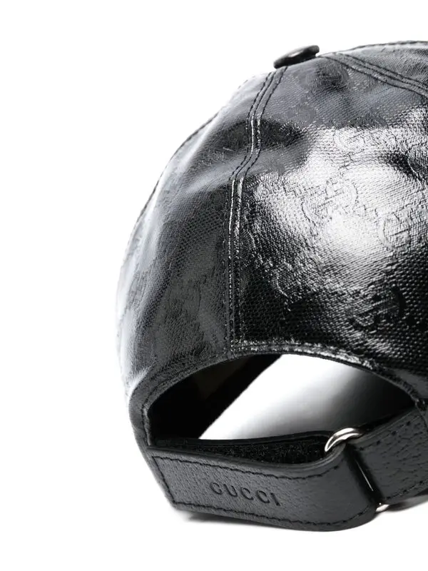 Gucci Interlocking G-Logo Leather Baseball Cap - Black | Editorialist