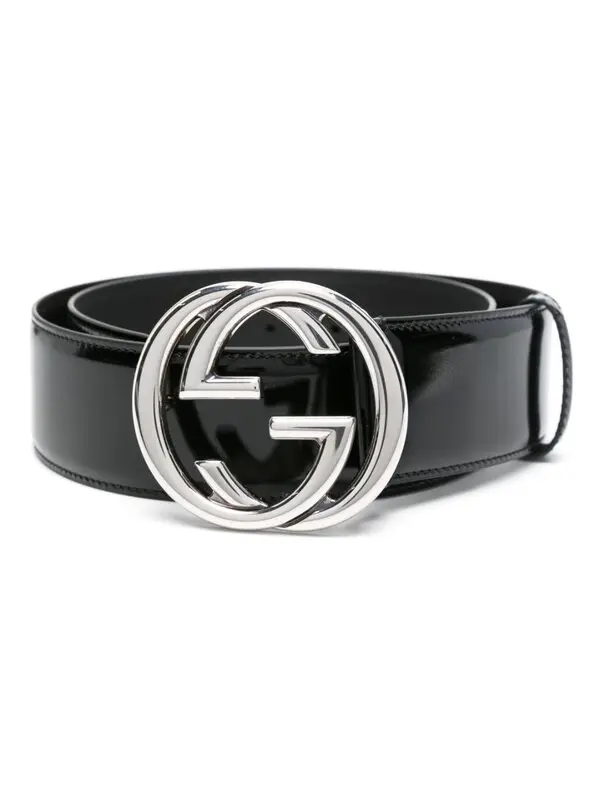 Gucci Interlocking G Leather Belt - Black | Editorialist display picture 1
