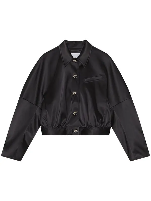 GANNI Long-sleeve Satin Bomber Jacket