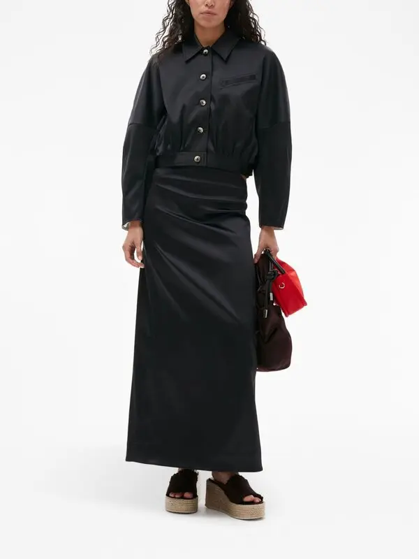 GANNI Long-sleeve Satin Bomber Jacket