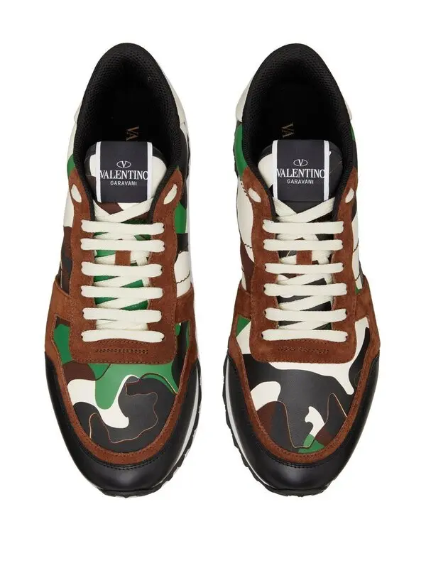 Valentino Garavani Rockrunner Camouflage Print Sneakers In Black