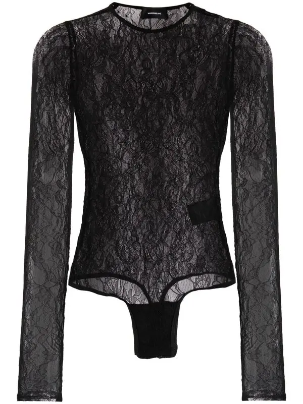 Wardrobe.NYC Sheer Chantilly-lace Bodysuit