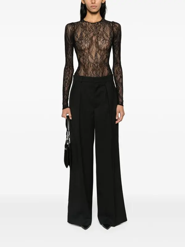 Wardrobe.NYC Sheer Chantilly-lace Bodysuit