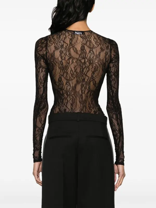 Wardrobe.NYC Sheer Chantilly-lace Bodysuit