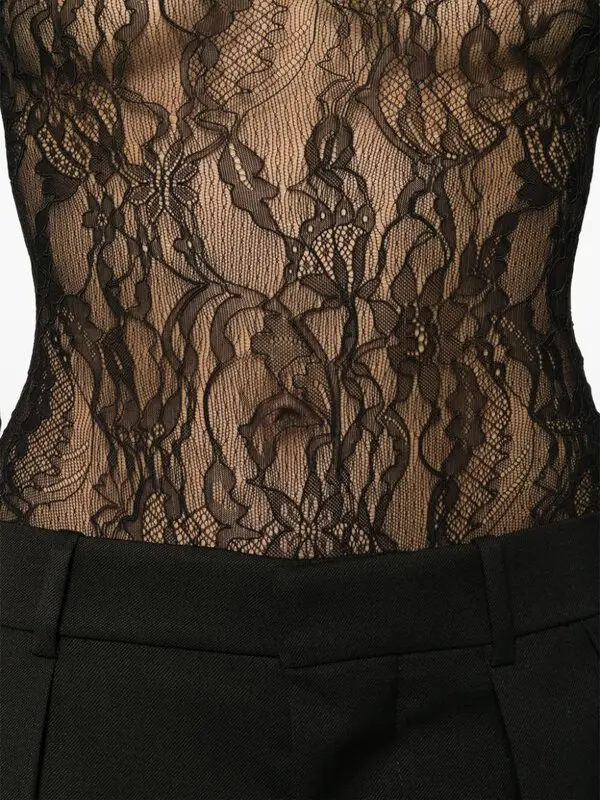 Wardrobe.NYC Sheer Chantilly-lace Bodysuit