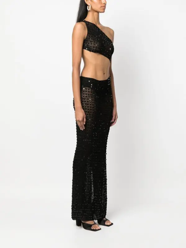 aya muse sequin dress Bellico sequined halterneck maxi dress in black - Aya Muse