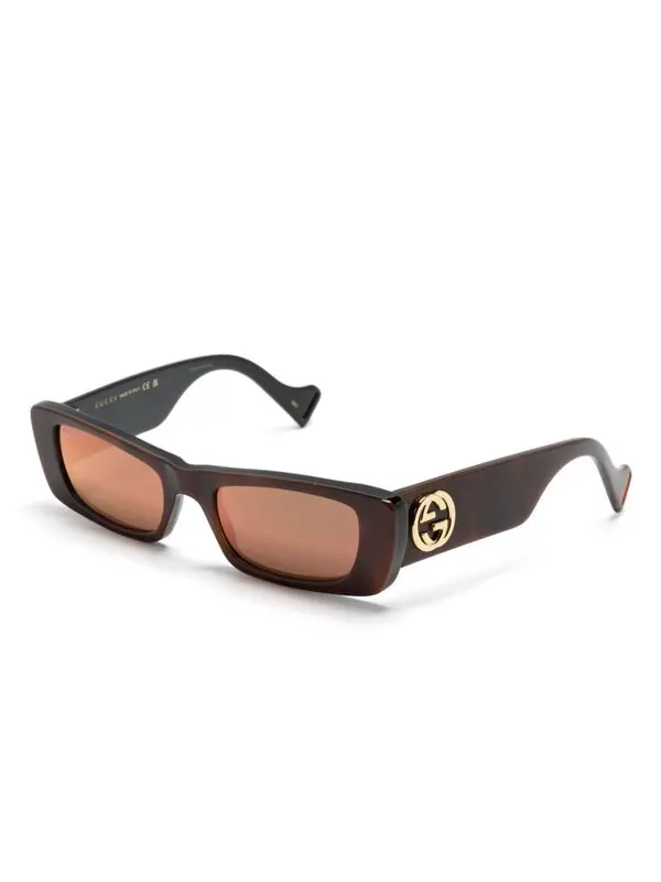 Gucci Interlocking G Rectangle Sunglasses In Brown - 20% Off