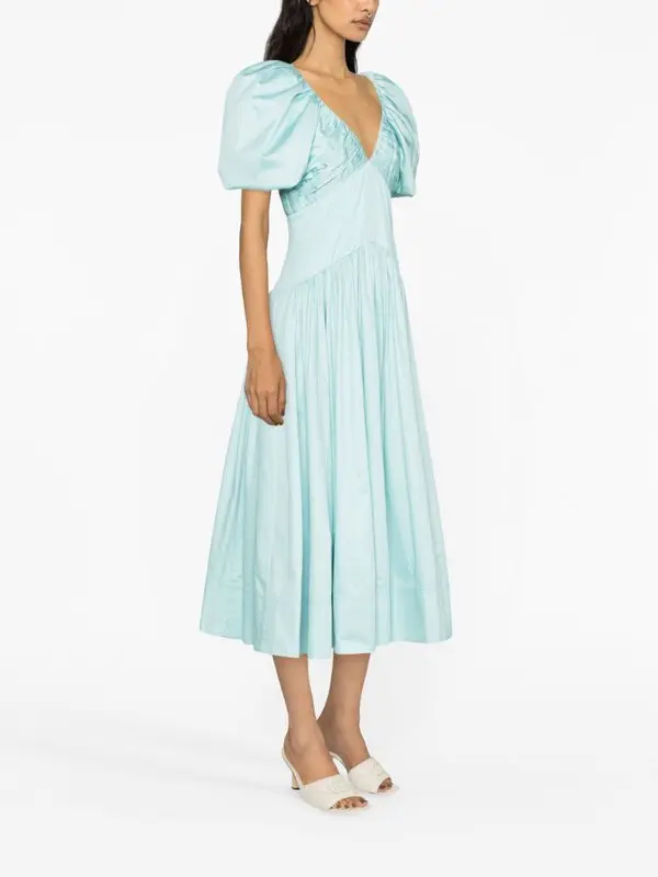 Aje Gabrielle Puff Sleeve Midi Dress - Blue | Editorialist