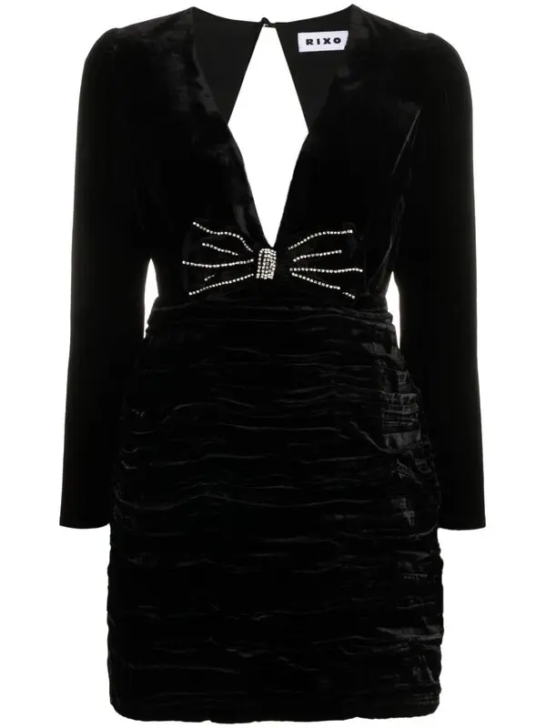 knee length dresses for ladies Moonlit Manor Velvet Mini Dress in Black