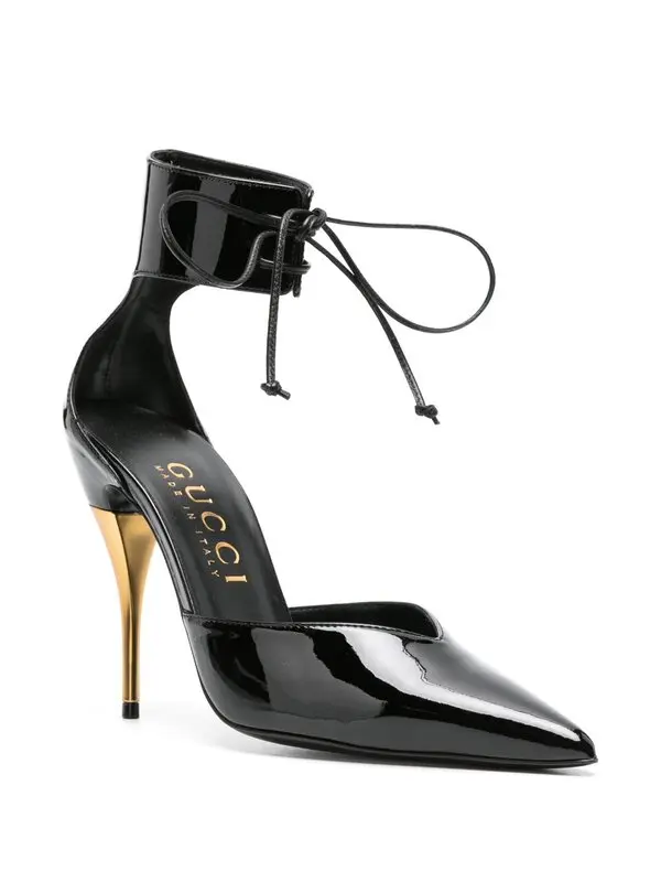 Gucci Lace-up Patent Leather Pumps