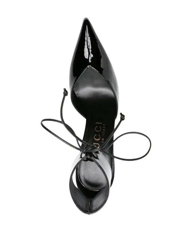 Gucci Lace-up Patent Leather Pumps