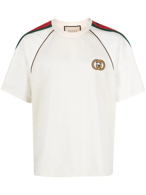 Gucci White Gg Logo Print Mesh T-shirt