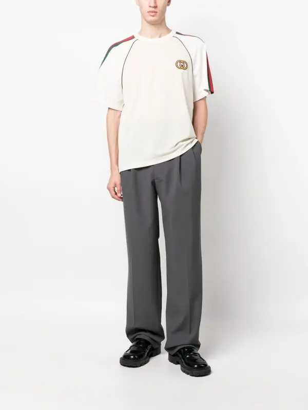 Gucci White Gg Logo Print Mesh T-shirt