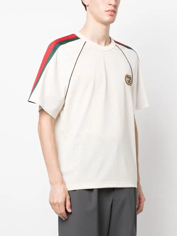Gucci White Gg Logo Print Mesh T-shirt
