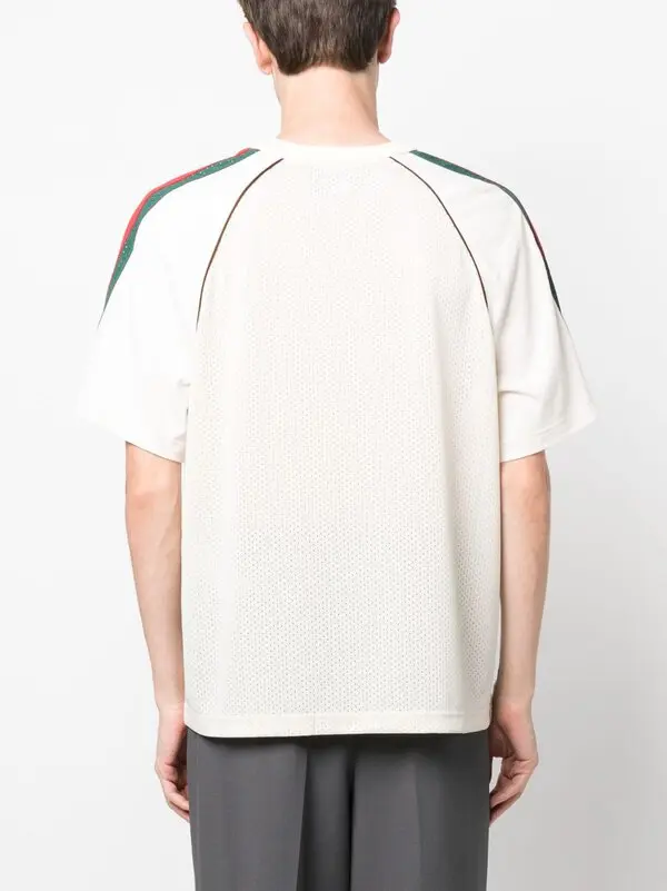 Gucci White Gg Logo Print Mesh T-shirt