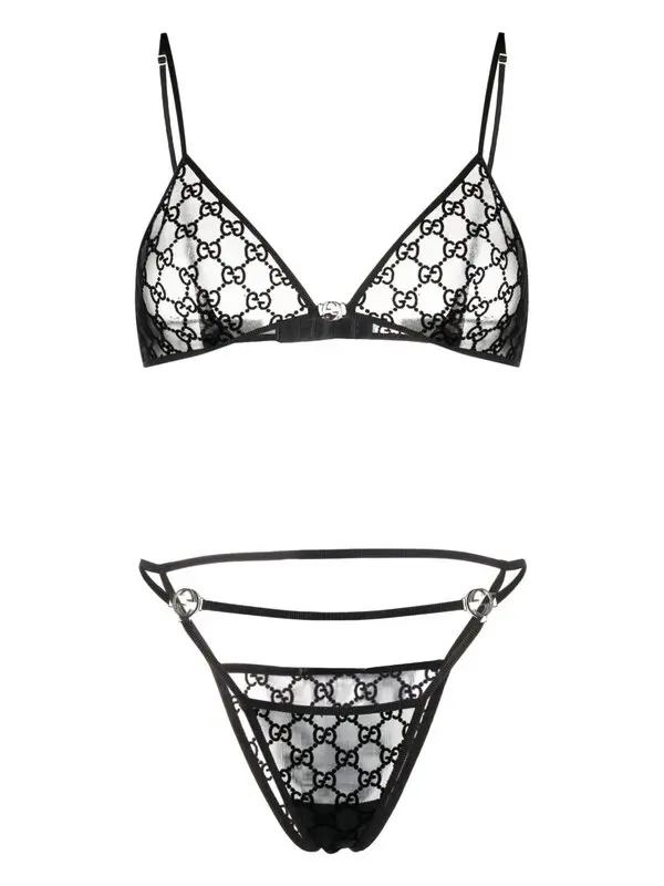 Gucci Gg Tulle Lingerie Set - Black | Editorialist