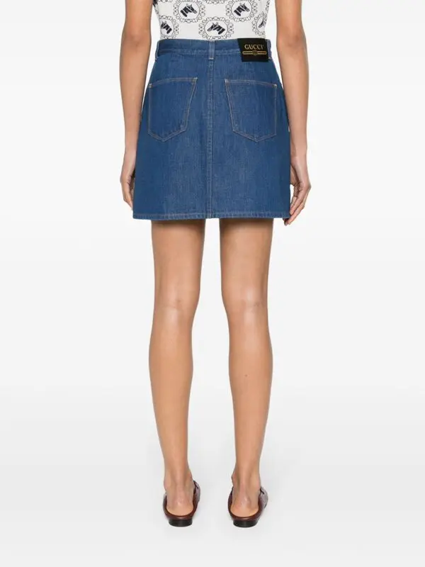 Gucci Belted Denim Mini Skirt