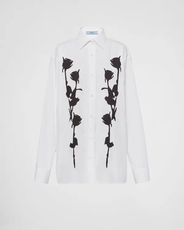 Prada Embroidered Poplin Shirt