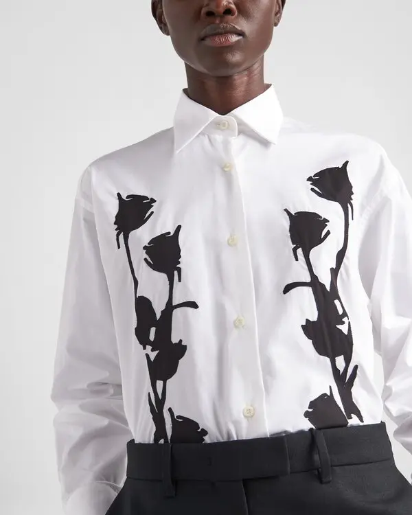Prada Embroidered Poplin Shirt