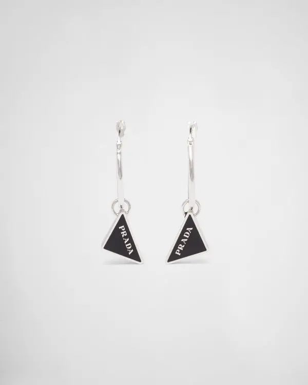 Prada Symbole Drop Earrings - Black
