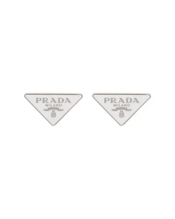 Prada Symbole Stud Earrings - White