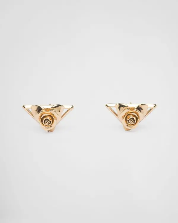 Prada Stud Metal Earrings - Gold