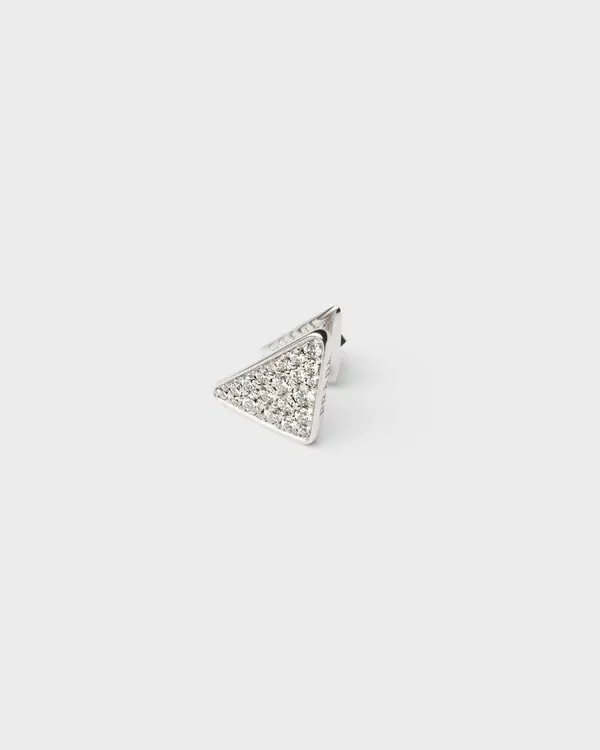 Prada Eternal Gold Single Stud Earring With Diamonds - White Gold/ White