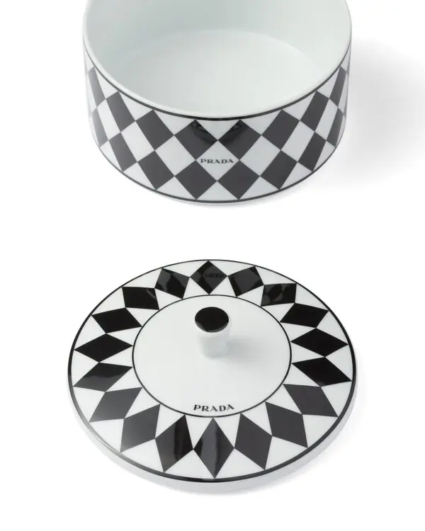 Prada Checkerboard Porcelain Box - White | Editorialist