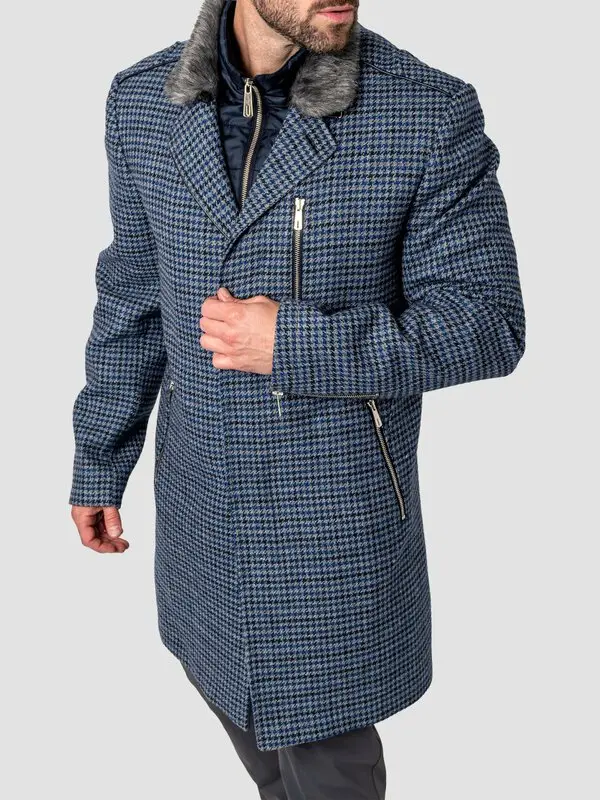 MACEOO Peacoat Captain Houndstooth Jacket