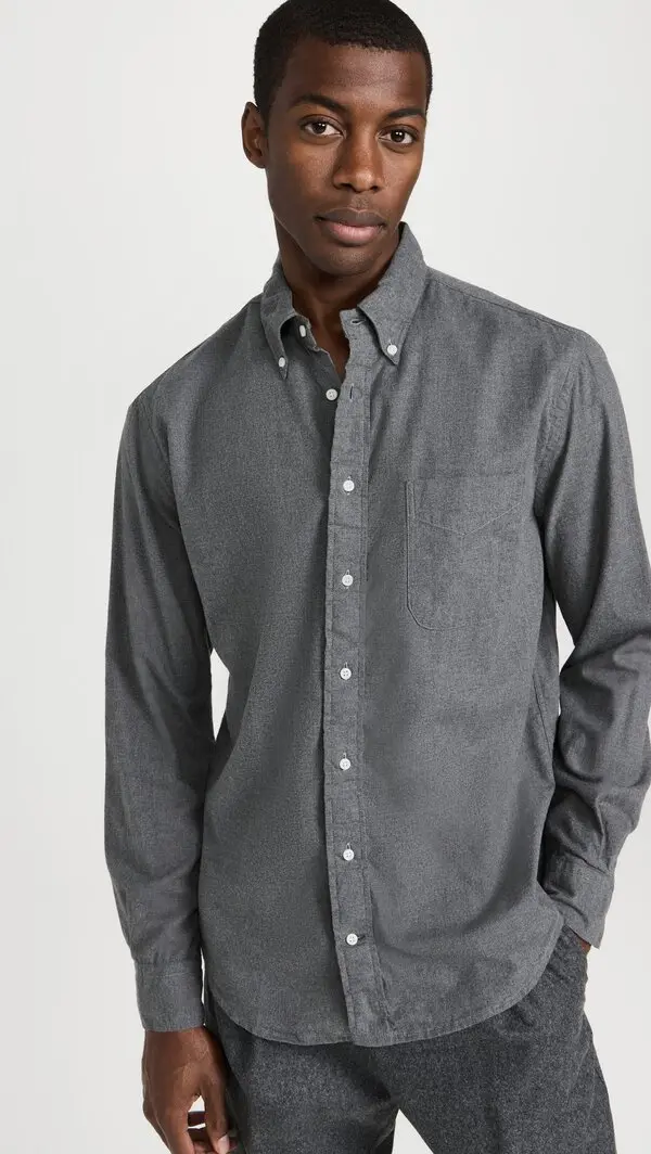 Gitman Bros Classic Cotton Flannel Shirt - Grey