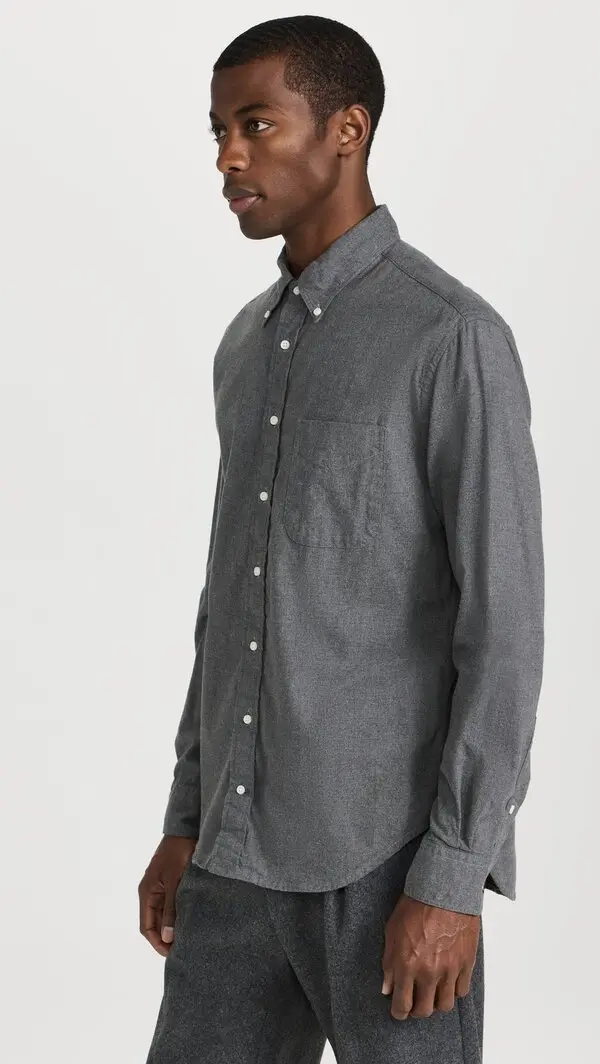 Gitman Bros Classic Cotton Flannel Shirt - Grey