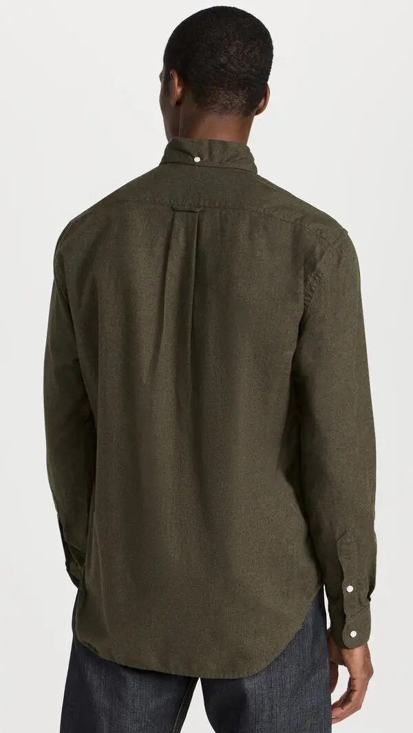 Gitman Bros Classic Cotton Flannel Shirt - Olive