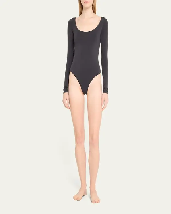 SKIMS Essential Smoothing Scoop-neck Thong Bodysuit