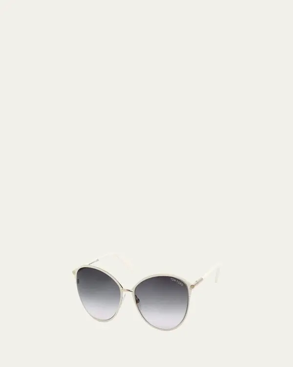TOM FORD Penelope Gradient Acetate & Metal Round Sunglasses - White