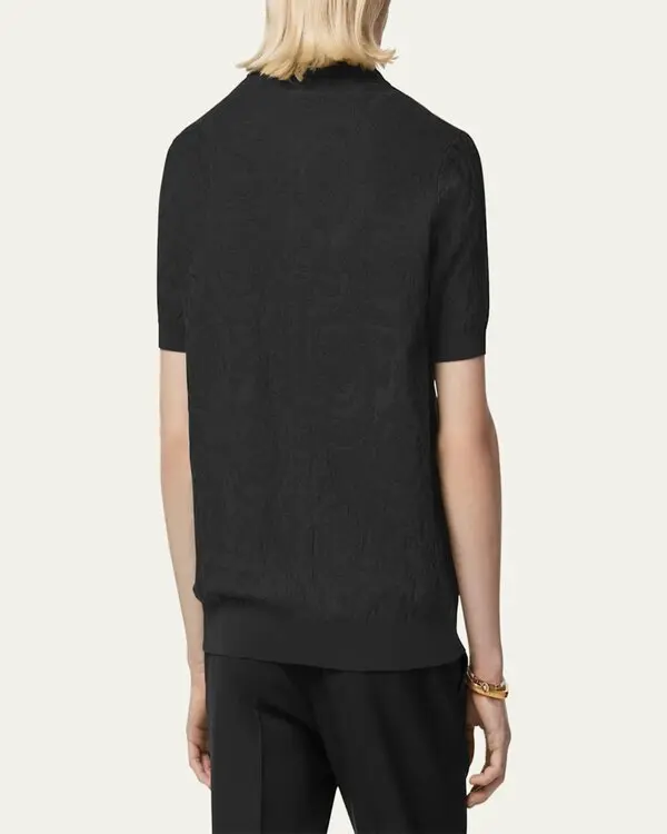 Versace Tonal Barocco Knit Polo Shirt