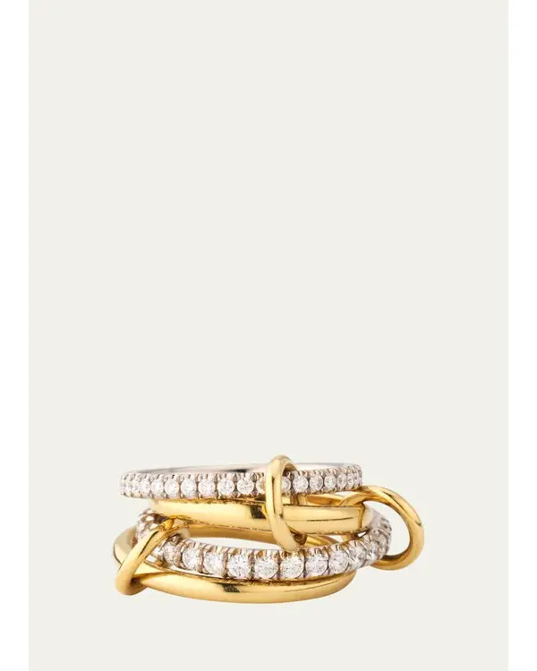 SPINELLI KILCOLLIN 18k Mixed-gold Halley 4-link Ring With Pave Diamonds - Multi