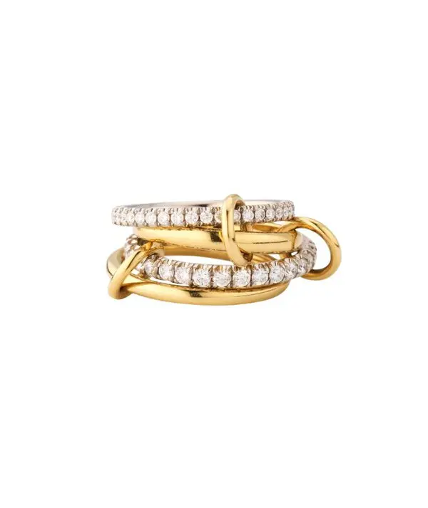 SPINELLI KILCOLLIN 18k Mixed-gold Halley 4-link Ring With Pave Diamonds - Multi