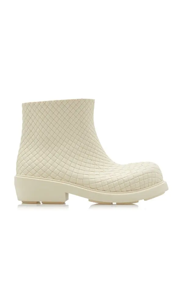 Bottega Veneta Intreccio Rubber Ankle Boots - White