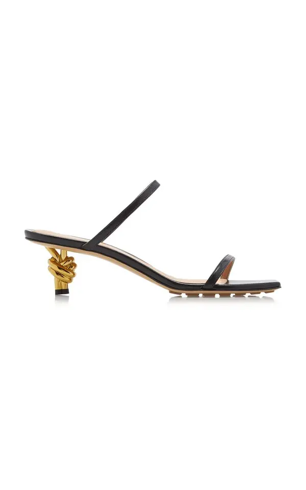 Bottega Veneta Knot Leather Sandals - Black