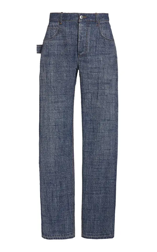 Bottega Veneta Denim-print Straight-leg Trousers