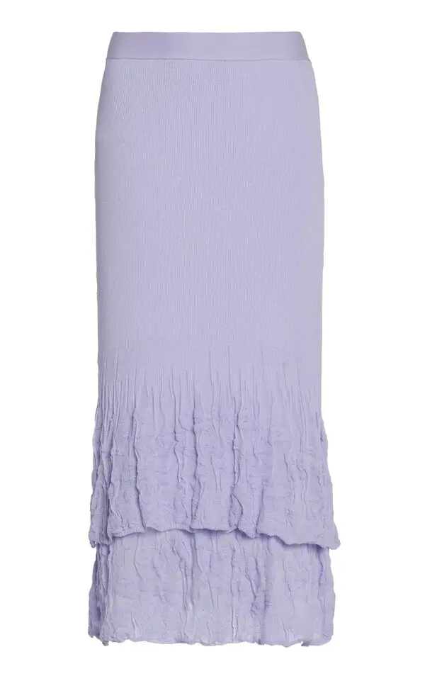 Bottega Veneta Flower-knit Cotton Midi Skirt - Purple