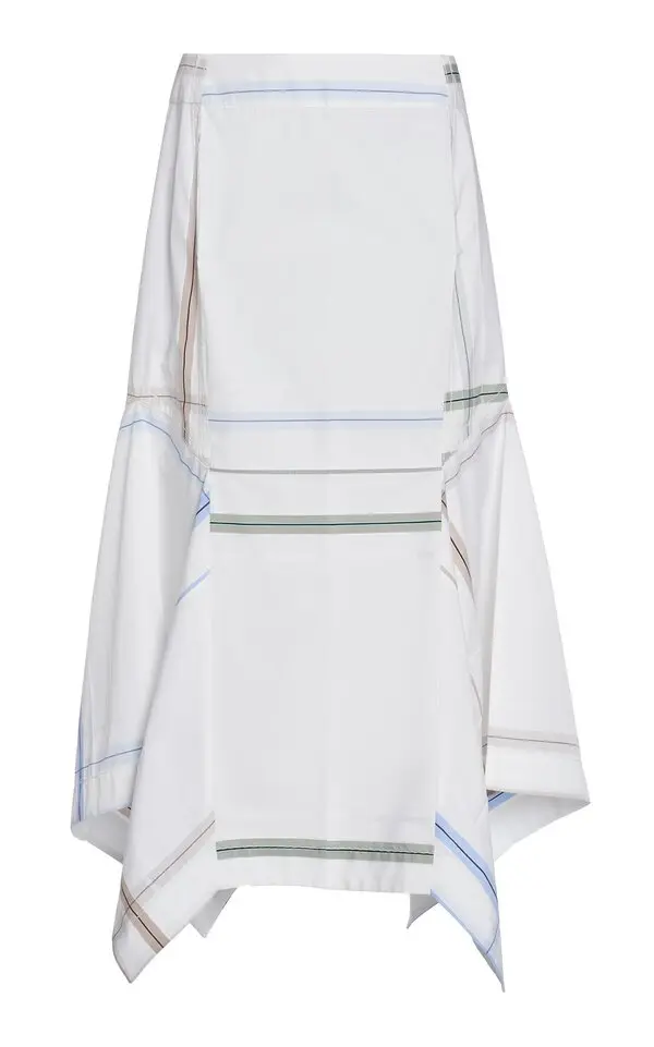 Bottega Veneta Checked Cotton Midi Skirt - White