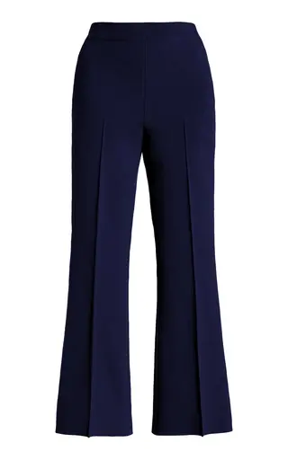 HIGH SPORT Long Kick Flared Stretch-cotton Knit Pants - Navy