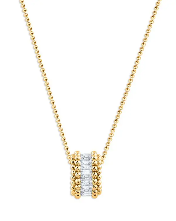 HARAKH 18k Yellow Diamond Baguette Beaded Pendant Necklace - Gold