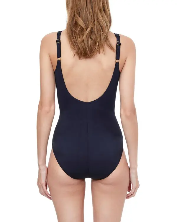 GOTTEX Draped Surplice One Piece Swimsuit - Black