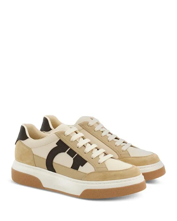 FERRAGAMO Cassina Leather Sneakers - Stone